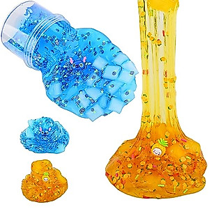 MKAKJWAW Clear Slime Kit 7 Pack Crystal Clear Set, Apple Peach Clear Slime Green Clear Slime, Soft Jelly Clear Slime Pack for Kids Easter Halloween for Girls Boys