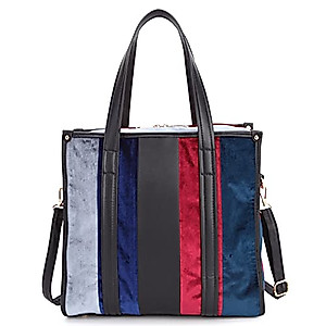 Dasein Velvet Large Tote for Women Satchel Purse Handbag Multi-Colored Shoulder Bag