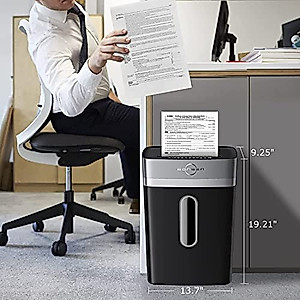 BONSEN 12-Sheet Crosscut Paper Shredder for Home Office, 52dB, P-4, Large 6-Gal Bin, 10-Min Non-Stop Running, Credit Card/Staple Shredder for Home