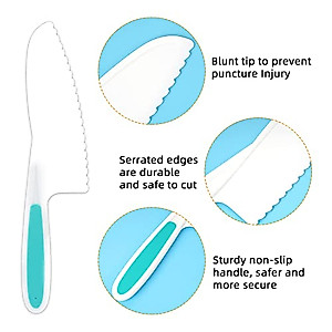 defutay Kids Knife Set, 3PC Nylon Kitchen Baking Knife Set BPA-Free Kids' Knives - Firm Grip, Serrated Edges - Kids Safe Cooking Knives For Real Cooking & Cutting Fruit, Bread, Lettuce (Multicolor 1)