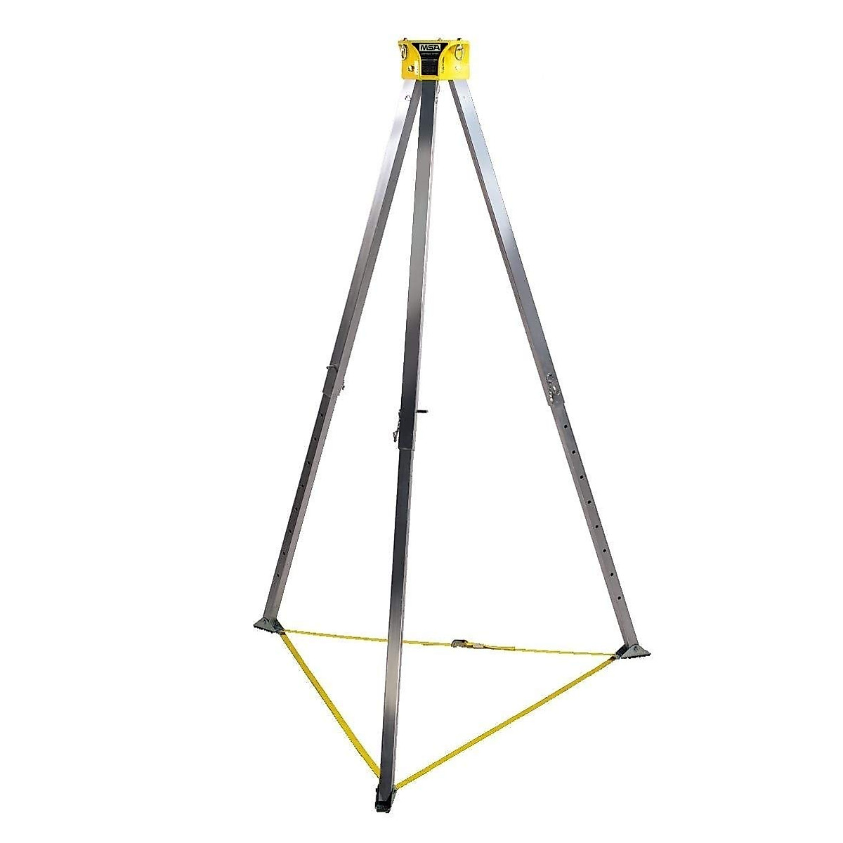 MSA 10102002 Workman Tripod - 8' Height, Aluminium, Confined Space Entry Kit Component, Skid-Resistant Rubber Tread, 4" Adjustable Increments, Made for Workman, Dynavac II & Latchways Accessories