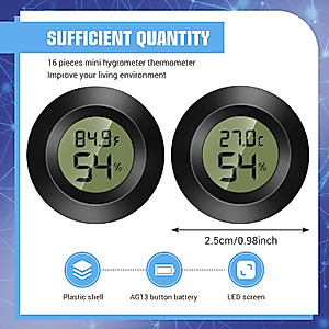 Mini Hygrometer Thermometer Electronic Digital Humidity Meter Gauge Monitor LCD Display Indoor Temperature Sensor with Fahrenheit Celsius for Jars Greenhouse Garden Fridge (12 Pieces)