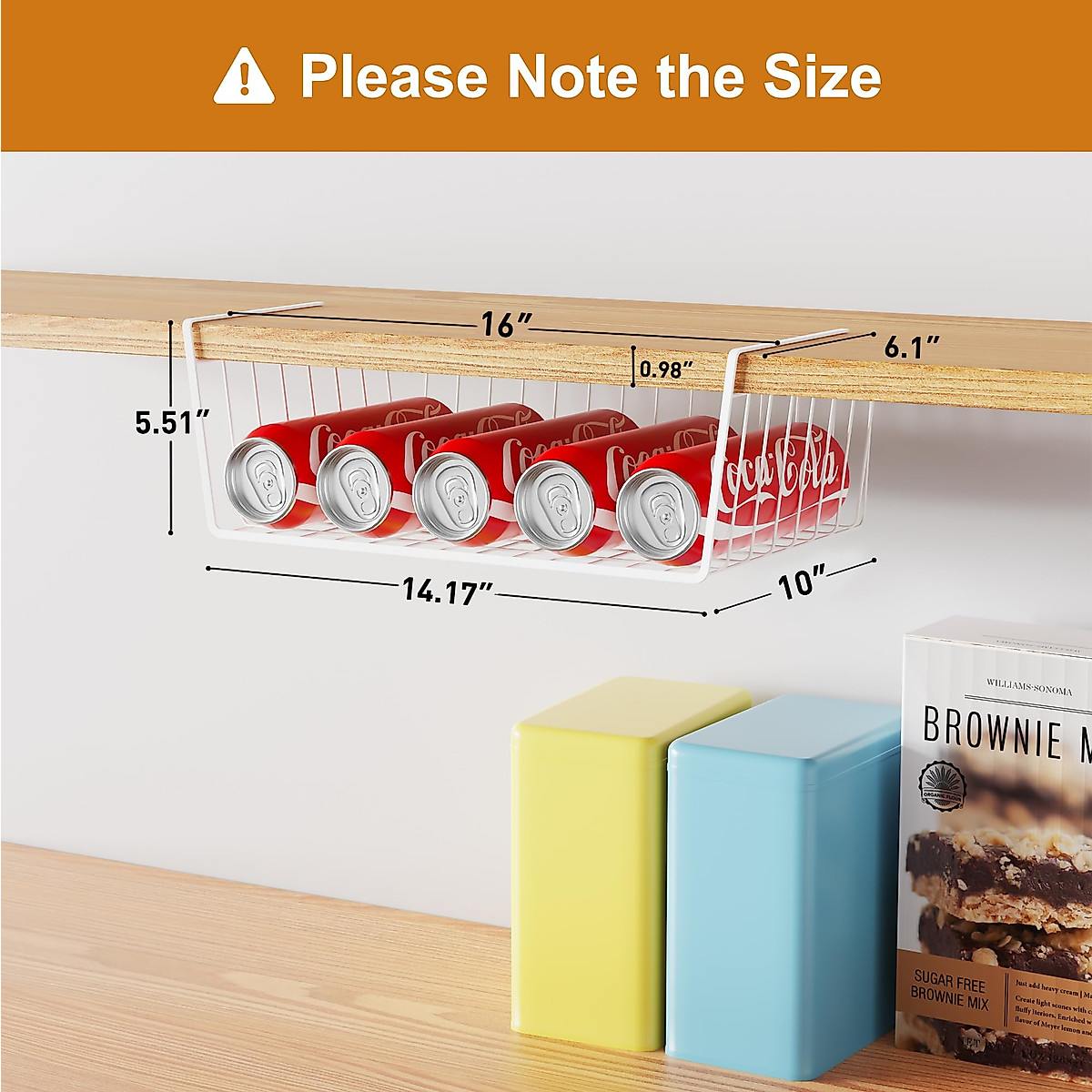 Bellsal Under Shelf Basket, 4 Pack Metal Hanging Wire Shelf Under Shelf Storage, Slides Under Cabinet Shelf, Space Saving for Kitchen Pantry Office Bathroom Bookshelf Under Shelf Organizer, White