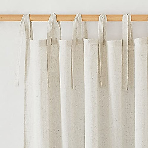 NICETOWN Thick Linen Curtains 84 inch Length 2 Panels Set, Tie Top Light Filtering Curtains Semitransparent Linen Burlap Drapes Privacy for Bedroom/Princess Room, W52 x L84, Natural