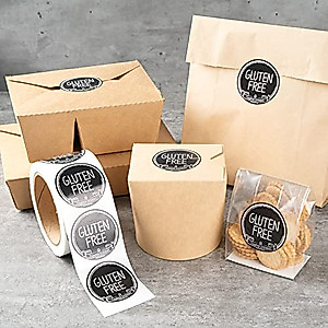 Restaurantware Label Tek 2 Inch Tamper-Evident Stickers For Gluten Free Food 500 Rolled Tamper Seal Stickers - Chalkboard Design For Safe Food Delivery Black With White Font Plastic To Go Stickers