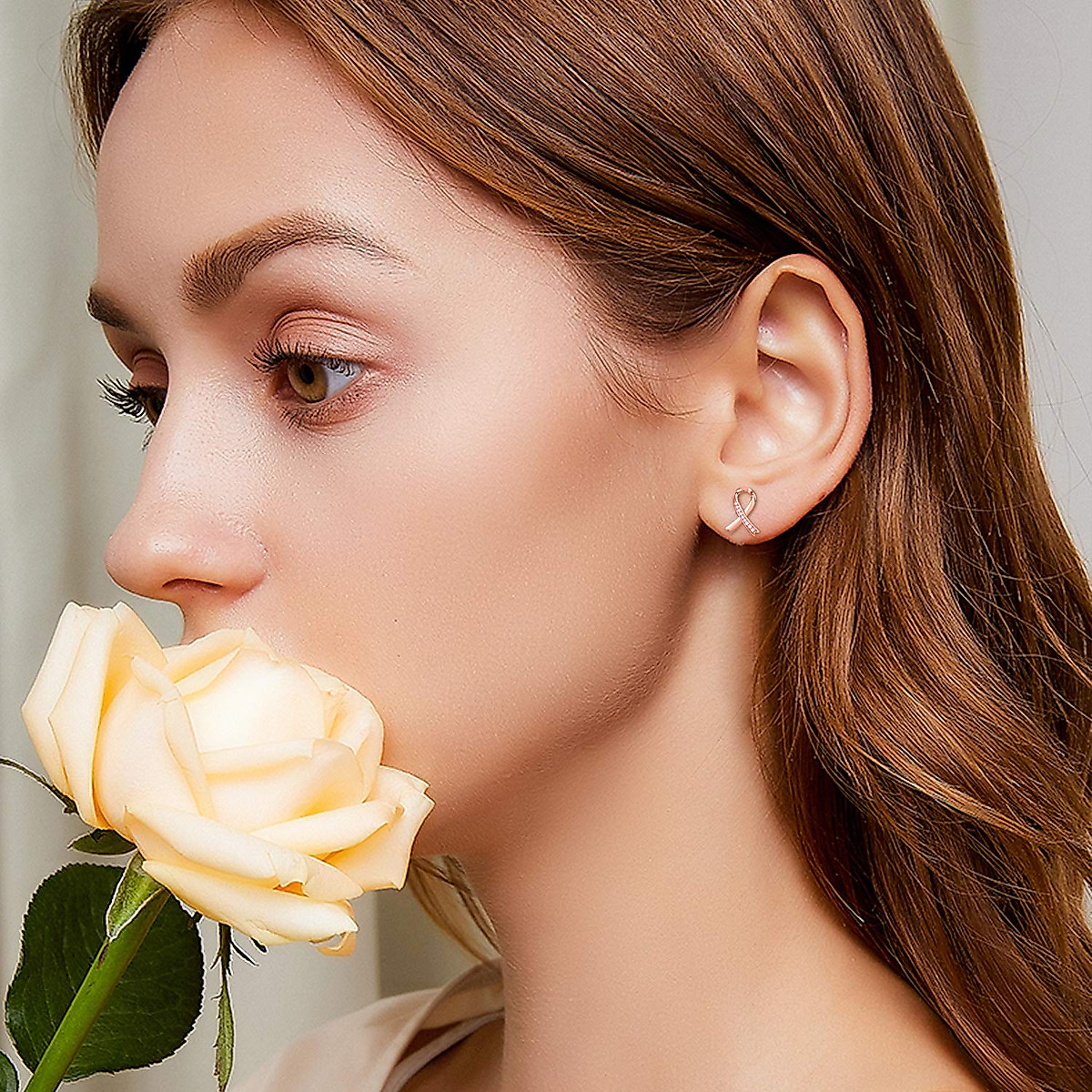 PEIMKO Breast Cancer Awareness Pink Ribbon Earrings, 925 Sterling Silver Breast Cancer Survivor Gifts for Women