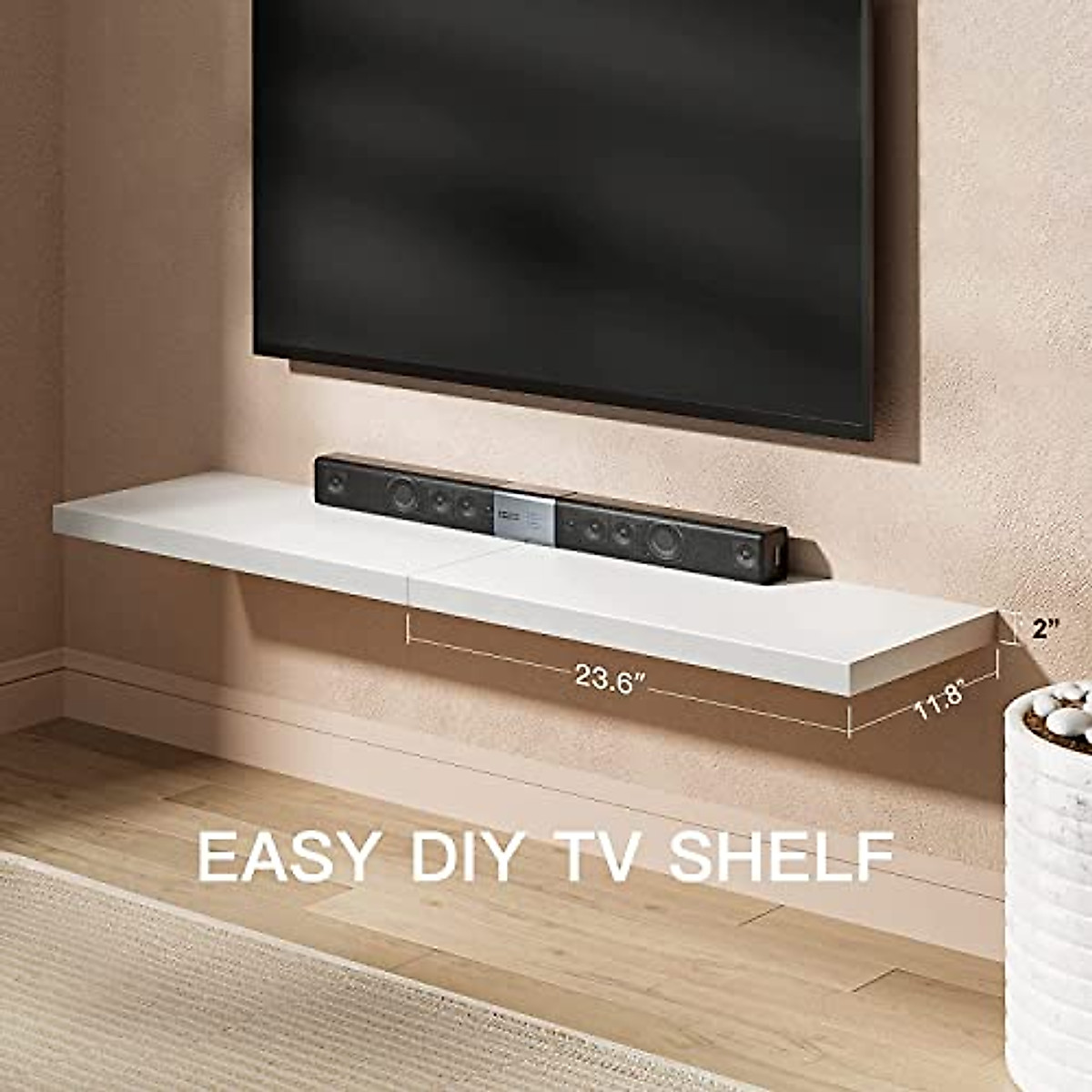 SISHHOME Floating Shelves 24 x 12 x 2 inches Set of 2,Large Wide Panel Hanging Wall Shelf for Kitchen Room,Study Room,Bedroom,Barthroom