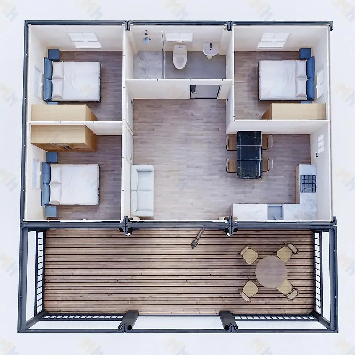 Detachable Container House, Luxury Villa Removable House, Portable House, Prefab Houses, Container House, Gest House,Restaurant, Bar, Hotel, Warehouse, Hospital, Apartment. (Green)