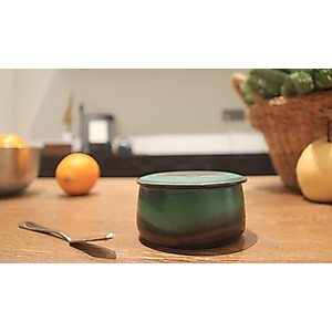 Windomere Handmade Porcelain Butter Crock Keeper - Ceramic French Butter Dish - 4Ounce Capaicty,Moutain Mist (3.85x2.25)