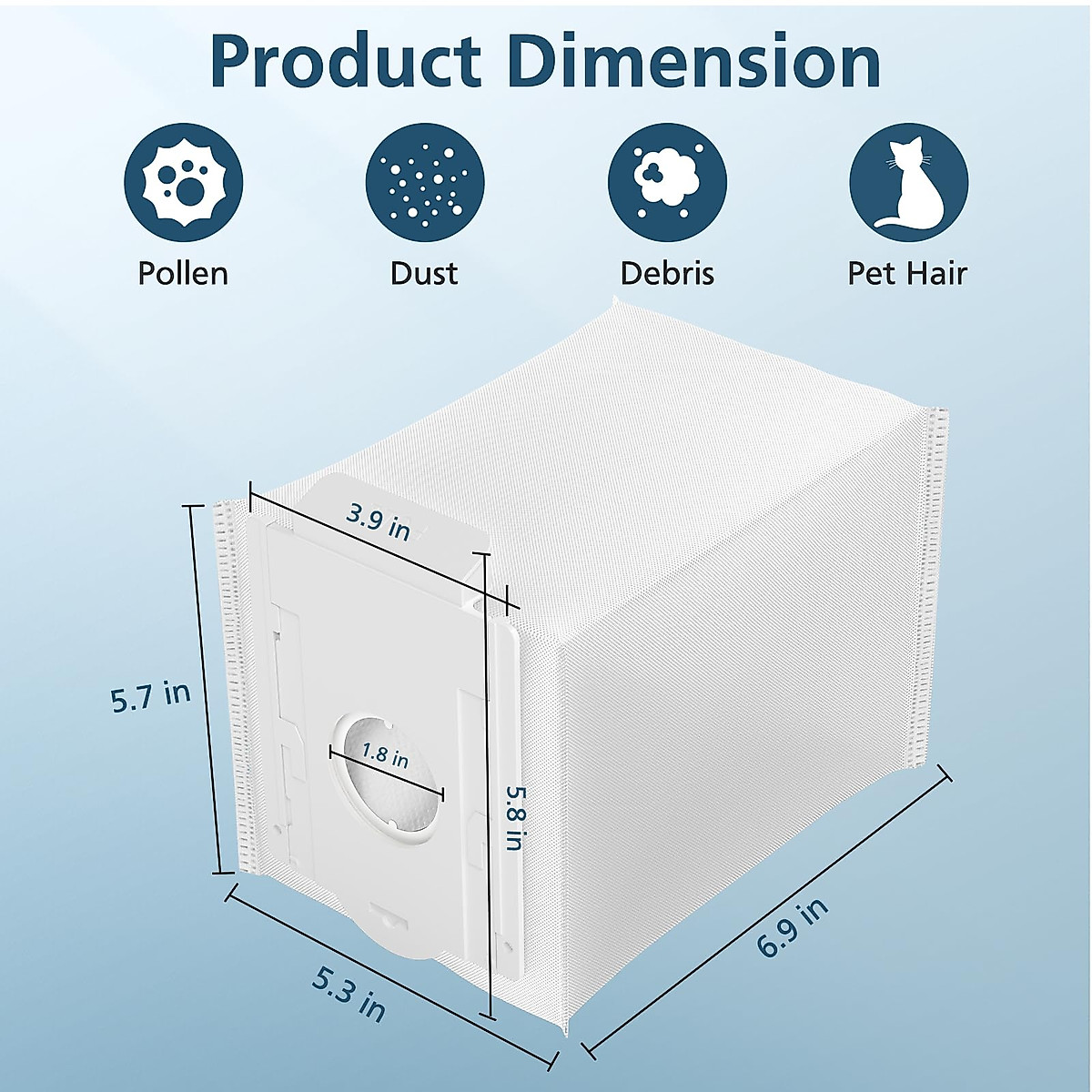 8 Pack VCA-ADB90 Dust Bag Compatible with Samsung VCA-SAE903/AA & VCA-SAE904/AA, Replacement Bags for Jet 75 Complete 75+ 90+ 70+ Series Stick Cordless Vacuum Cleaners, Compared to Part VCA-ADB90/XAA