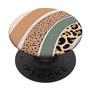 Boho Burnt Orange Half Rainbow With Dotted Pattern Leopard PopSockets Swappable PopGrip