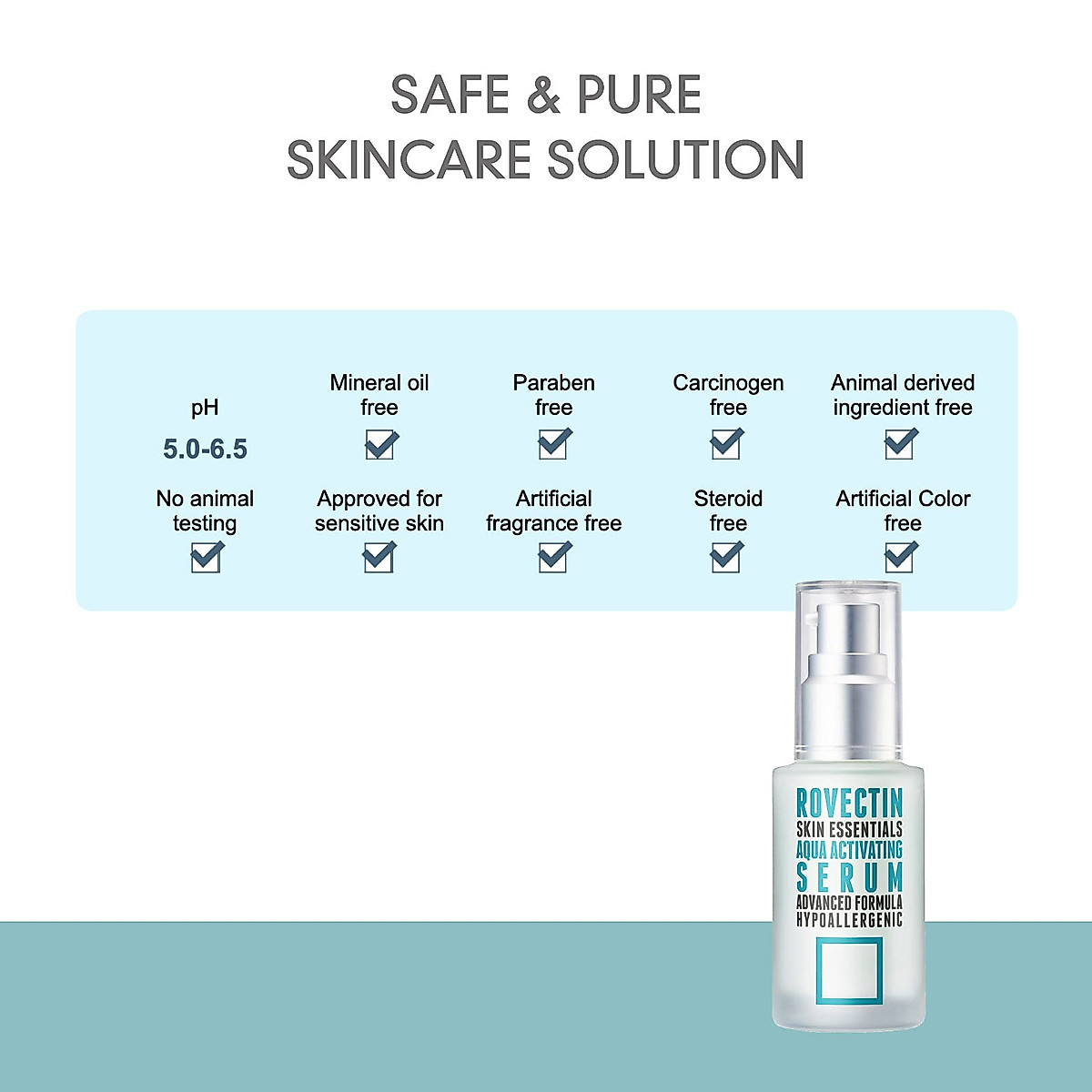 ROVECTIN Aqua Activating Serum - Anti-Aging Facial Serum with Vitamin E, Niacinamide, Hyaluronic Acid | Uneven Skin Tone, Anti-Wrinkle, Intensely Moisturizing | Vegan, Korean Skincare (1.2 fl.oz)