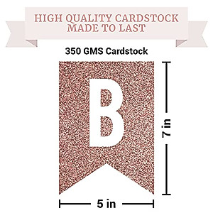 Pre-Strung Happy Birthday Banner - NO DIY - Rose Gold Glitter Birthday Party Banner - Pre-Strung Garland on 6 ft Strands - Rose Gold Birthday Party Decorations & Decor. Did we mention no DIY?