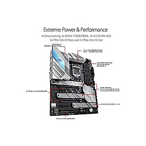 Asus ROG Strix Z590-A Gaming WiFi II LGA1200(Intel 11th/10thGen)ATX WhiteScheme Gaming Motherboard (14+2PowerStages,DDR4 5133,WiFi6 AX201,Intel2.5Gb LAN,Thunderbolt4,3x M.2/NVMe SSD, AURARGB lighting)