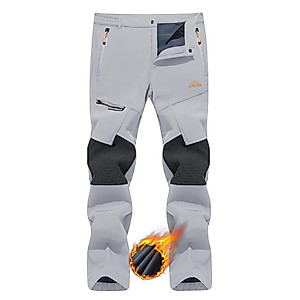 TACVASEN Mens Fleece Pants Open Bottom Mens Travel Pants Tactical Pants Winter Warm Outdoor Cargo Pants Waterproof Softshell Pants