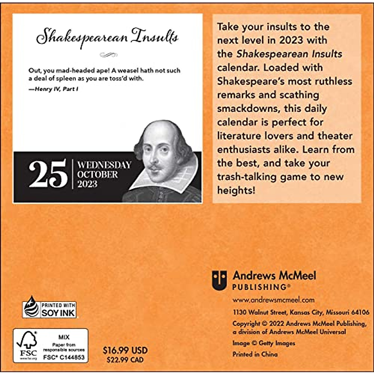 Shakespearean Insults 2023 Day-to-Day Calendar