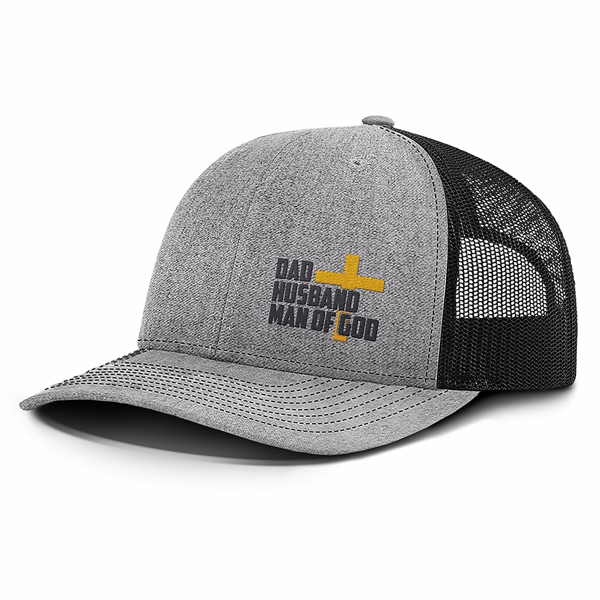 Dad Husband Man of God Cross Christian Trucker Hat - Adjustable Fit Snapback Hat - Breathable Mesh Side for Casual Wear - Running Workout & Outdoor Activities All Seasons - Baseball Cap Women and Men