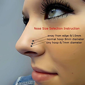 NewkeepsR 3PCS-0.8mm(20g) Nose Hoop Seamless Small Tiny Rings, 316L Steel Hinged Clicker Segment Cartilage Tragus Earrings-5/6/7mm
