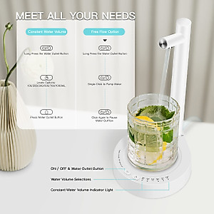 Water Dispenser for 5 Gallon Bottle Intelligent Desktop Water Dispenser Countertop for Universal Bottles with Drying Mat Electric Water Pump Smart Table Water Dispenser for Bedside, Office(White)