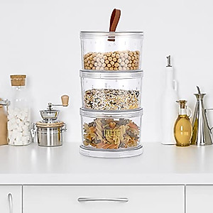 BSTKEY 3 Tier Decorative Round Storage Jars with Lids, Clear Stackable Snack Containers Candy Jar Bathroom Canister, Kitchen Storage Organization for Cookie, Dry Foods, Nuts, Coffee Bean