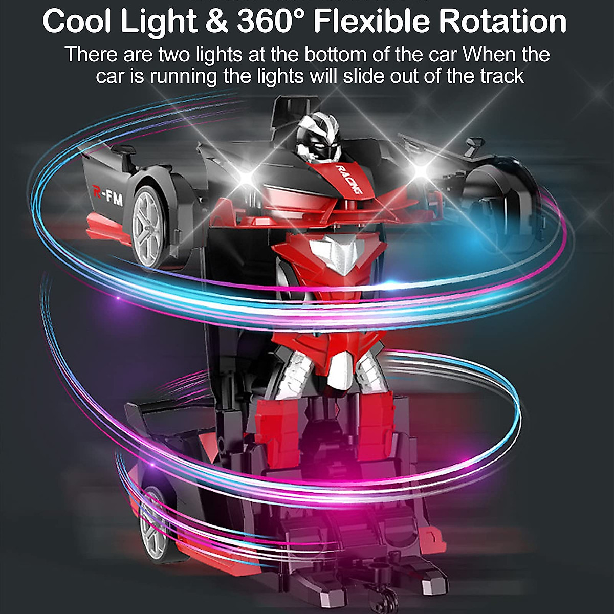 【2023 latest】LED Remote Control Car Transforming Robot 360 Degree Drifting one-click Deformation Rechargeable Police Toy Car 2.4Ghz 1:18 Scale Best Birthday Xmas Holiday Toy Present for Boys and Girls