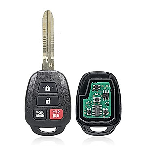 Replacement Key for 2014-2016 Toyota Camry Corolla Keyless Entry Remote Fob HYQ12BEL H Chip, New Uncut Blade; by AutoKeyMax