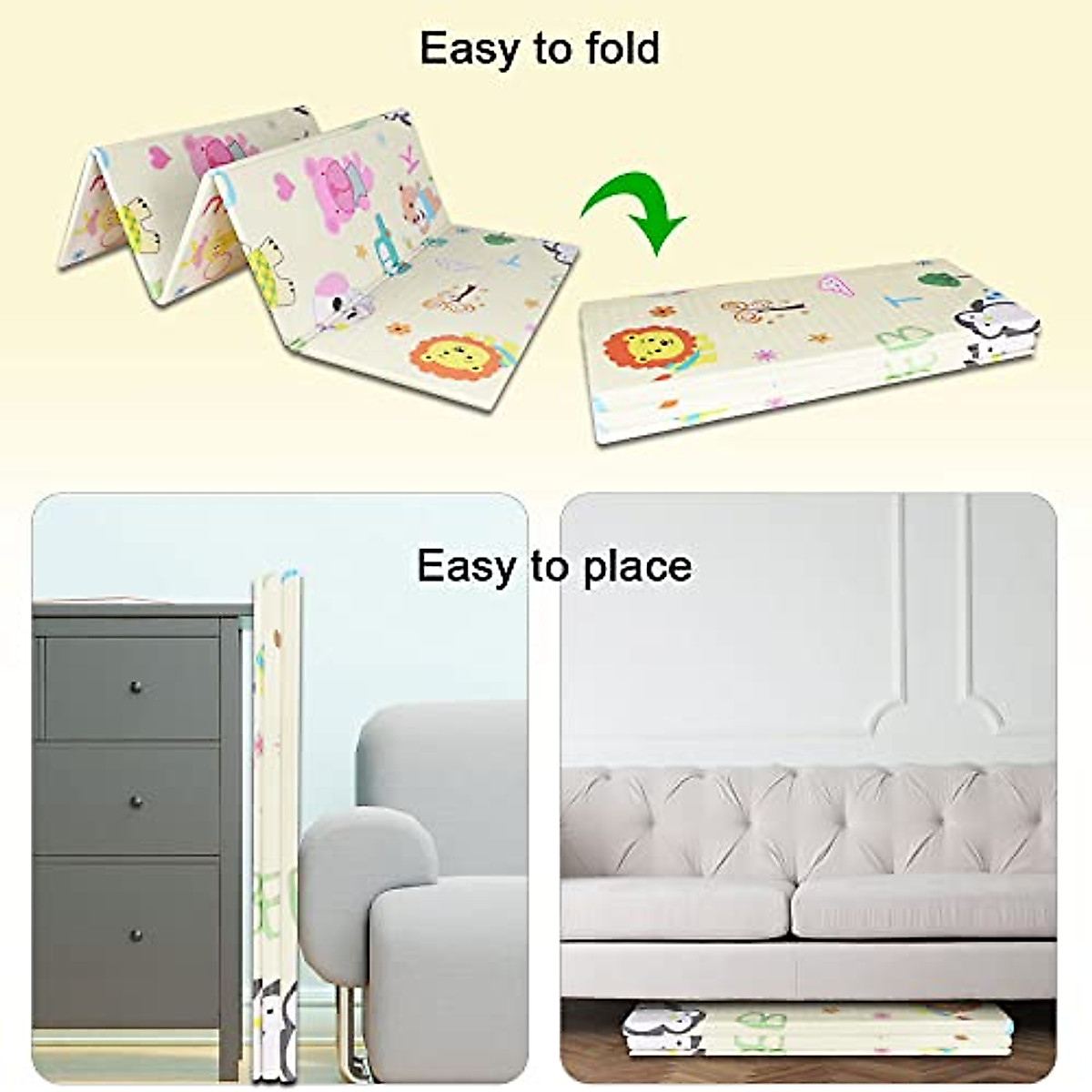 Swity Home Baby Play Mat 79" X 71", Foldable Foam Floor Mats with Carry Bag, Double Sided Playmat, Anti-Slip, BPA Free, Waterproof Crawling Mat for Kids Babies Toddlers (Giraffe)