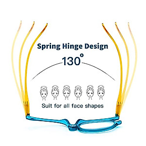 Amorays Makeup Reading Glasses for Women - Magnifying Cosmetic Make Up Readers Flip Eyeglasses (Blue, 1.5 diopters)