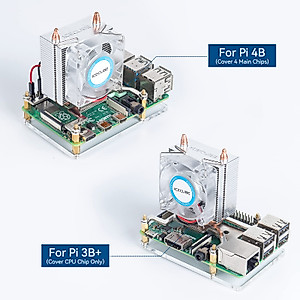 SunFounder Raspberry Pi Cooling Fan, Raspberry Pi Ice Tower Cooler, Cooling 4 Chips with RGB LED, Raspberry Pi Heatsink, Quiet Cooling Fan Radiator for Raspberry Pi 4 Model B 3B+