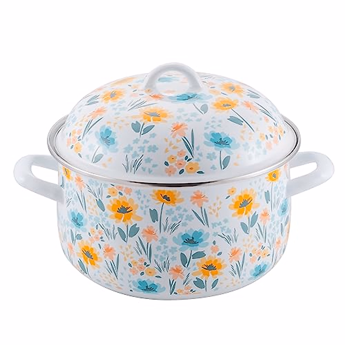 McSunley 6 Quart Porcelain Enamel Dutch Oven, Floral