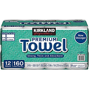 Kirkland Signature Premium Big Roll Paper Towels 12-roll, 160 Sheets Per Roll