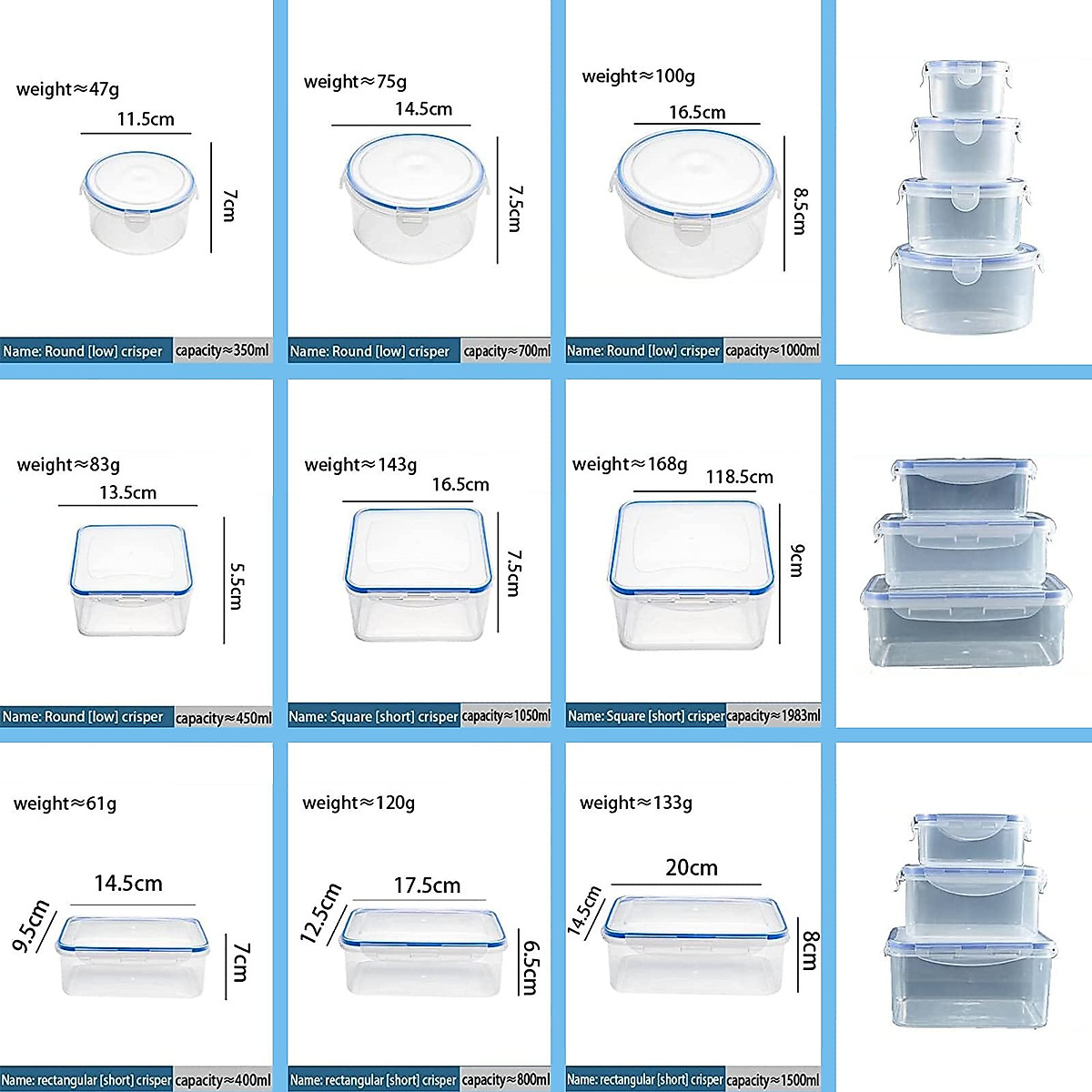 36 Pcs Food Storage Containers with Lids Airtight,BPA Free Reusable Meal Prep Lunch Container Set,11.3L Leak Proof Bento Box for Kitchen Organization Lunch Box Freezer Microwave & Oven Safe