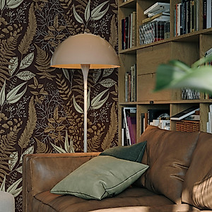 Ismoon Leaf Peel and Stick Wallpaper Dark Wallpaper Fern Botanical Wallpaper Black/Brown Contact Paper Removable Wallpaper Peel and Stick Self Adhesive Wall Paper Vinyl Shelves Wallpaper 16.1x118in