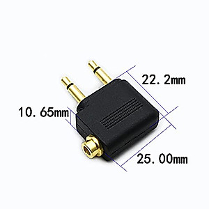 rgzhihuifz 3.5mm Male to 3.5mm Female Airplane Headphone Adapter Gold Plated (2 Pack)
