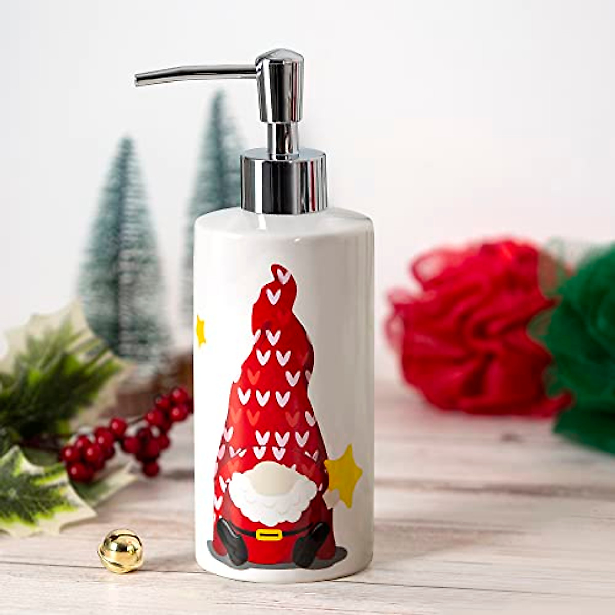 Allure Home Creation Holiday Gnomes 4-Piece Ceramic Bathroom Accessory Set