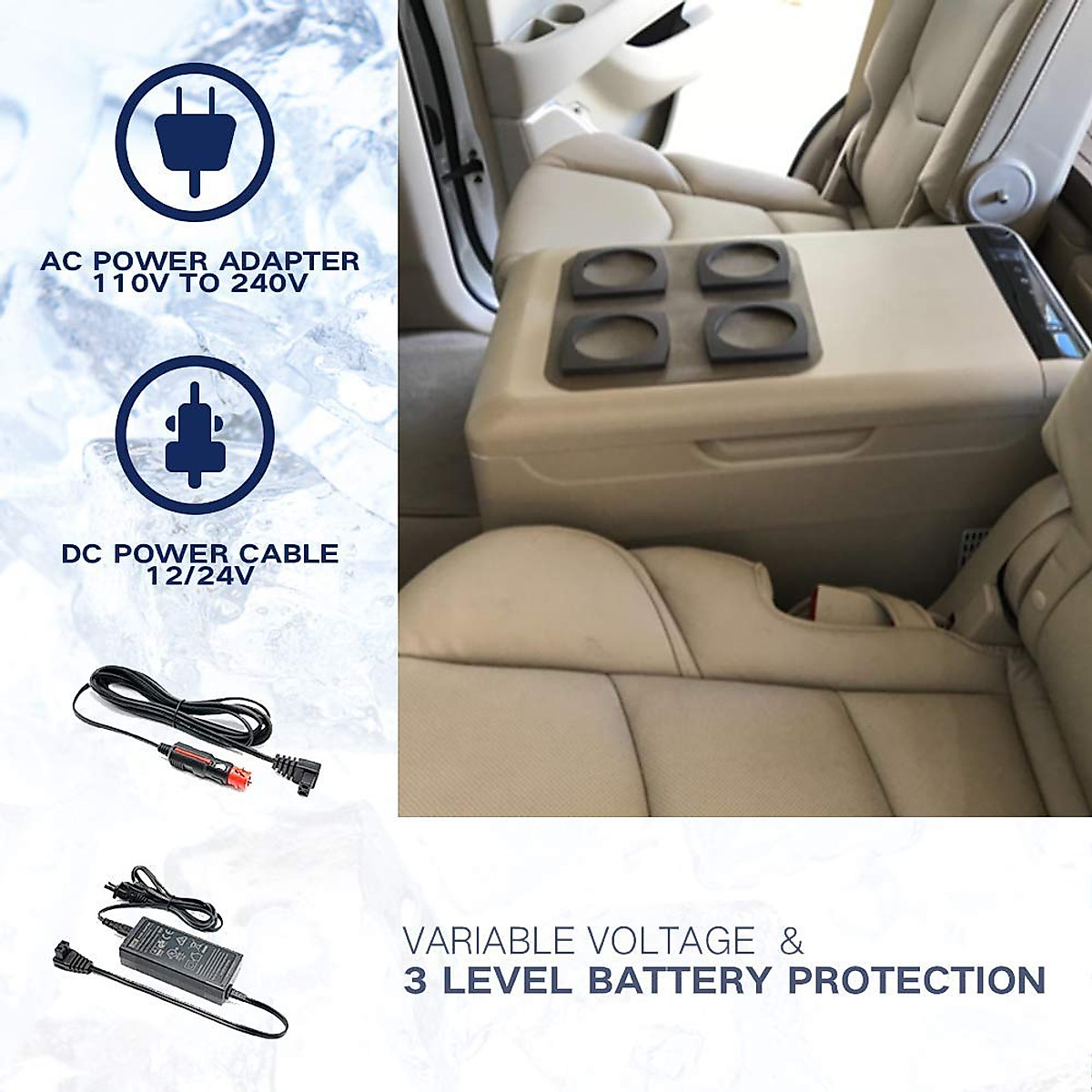 AC Adapter 110-240V with AC Power Cord Power Cable for Car Refrigerator Car Fridge Freezer Parts Compatible with Alpicool, Bodega, Euhomy, BougeRV, ARB, ICECO, Setpower, JoyTutus (AC Adapter Only)