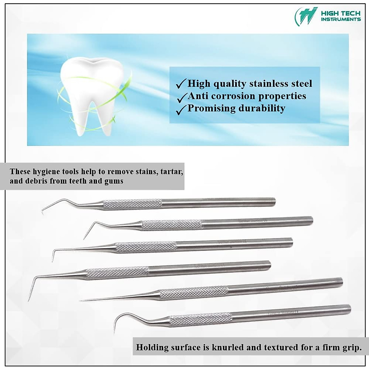 15 Pcs Oral Hygiene Kit Plaque Remover Professional Dental Picks Set Double & Single Ended Picks + Scraper, Mouth Mirror & Tweezers for Gum Care Cleaning Set Stainless Steel with Carrying Case