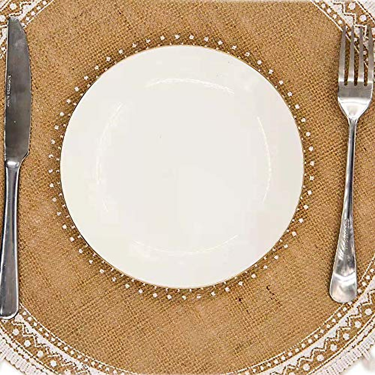 CAPASIN Round Placemats Set of 4, Dining Winter Modern Dinner Braided Beige Boho Round Table and Fall Circle Placemats Boho Runner Kitchen Table Plate Mats Set of 4 (White Ball)