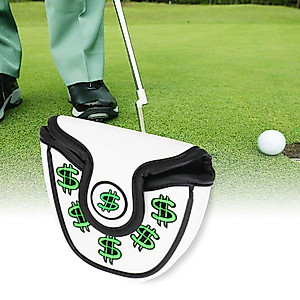 SEACLOUD Golf Cash Money Mallet Putter Cover for Scotty Cameron PU Headcover with Magnetic Closure 2ball White Green