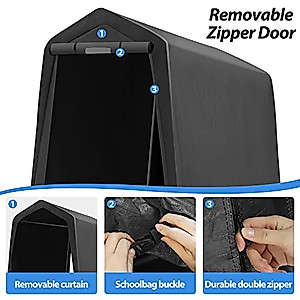 6'x7' Storage Shed,Outdoor Portable Shed Carport,Zipper Storage Shed with Roll-up Door and Vent Window, Heavy Duty Metal Frame Top, Durable Waterproof Shade Tent for Firewood Generator Vehicles