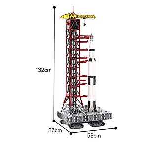 Building Boat Launch Tower Mk I for NASA Apollo Saturn V 21309/92176 Outer Space Model Rocket Building Kit, Large Base Building Toy for Kids and Adults (7702 Pieces) with PF Motors(Not Include Rocket)