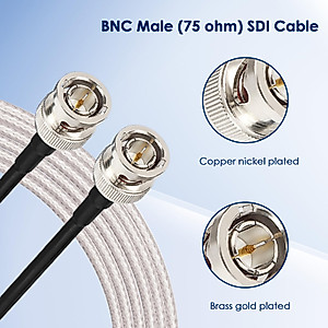 XRDS -RF SDI Cable 25ft, Flexible 3G/6G HD-SDI Cable, 75 Ohm RG179 Extension Cable with Heavy Duty BNC to BNC Male Connector for Surveillance Camera System Cables CCTV/DVR/TV
