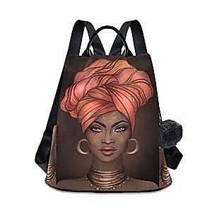 senya Women's Fashion Backpack Purses, African American Woman Black Backpack Shoulder Bag for Women