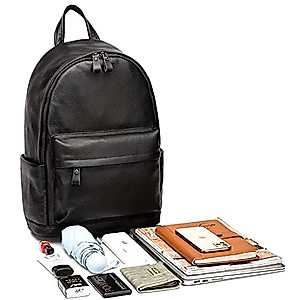 CPJ Genuine Leather Backpack Fits 15.6" Laptop Casual Daypack Schoolbag for Boys & Girls