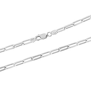 LeCalla 925 Sterling Silver Italian 4.5 MM Diamond-Cut PaperClip Link Chain Necklace for Women 18 Inches
