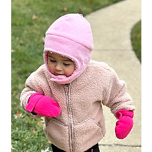 N'Ice Caps Baby Toddler Mittens Kids 2 Pairs Fleece Gloves Winter Warm Sherpa Lined Pack (Black/Navy Pack - Infant No Thumbs, 6-18 Months)