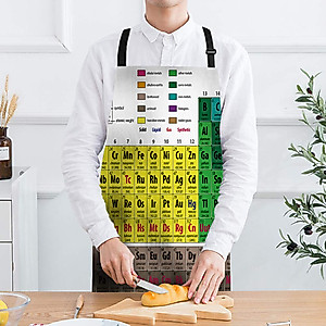 SSOIU Chemistry Cooking Apron, Periodic Table Of Elements Chemistry Student Educational Science Kitchen Apron For Baking/BBQ Men Women Unisex Waterproof 31X27 Inches