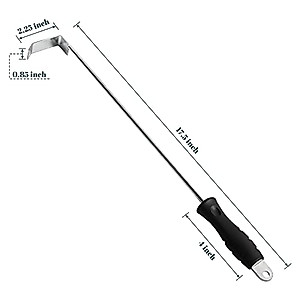 OLIGAI BBQ Ash Tool for Big Green Egg Stainless Steel Ash Tool Poker for Kamado Joe Charcoal Smoker Wood Burning Stove Ash Rake,Ash Tool for Other Charcoal Grills Corner Cleaner Accessories 17.5"