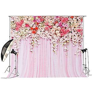 Large Flower Wall Wedding Bridal Shower Party Backdrop Pink Rose Background Vinyl Background 10x10ft D-9192