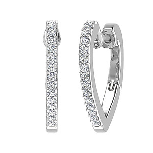 0.15 Carat Diamond Heart Shape Hoop Earrings in 10K White Gold